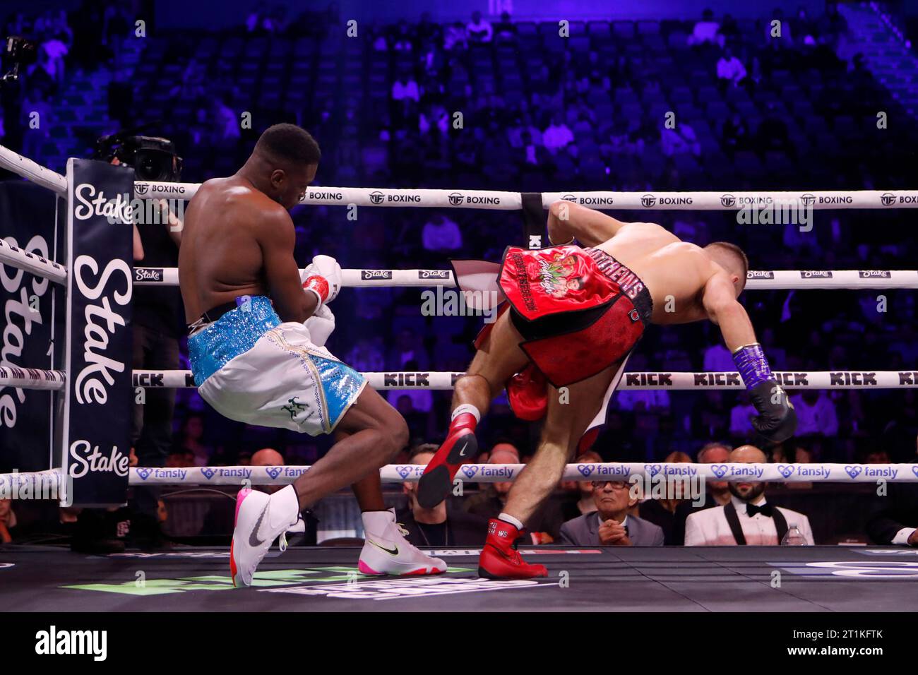Swarmz (left) and Ed Matthews in action in the Middlewight fight during ...