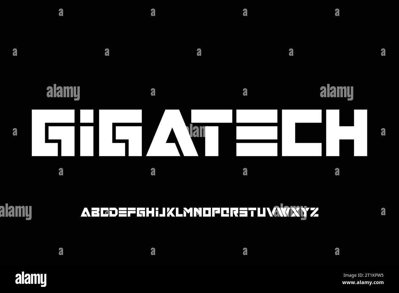 Strong bold futuristic alphabet display font vector. Geometric technology typography style Stock ...