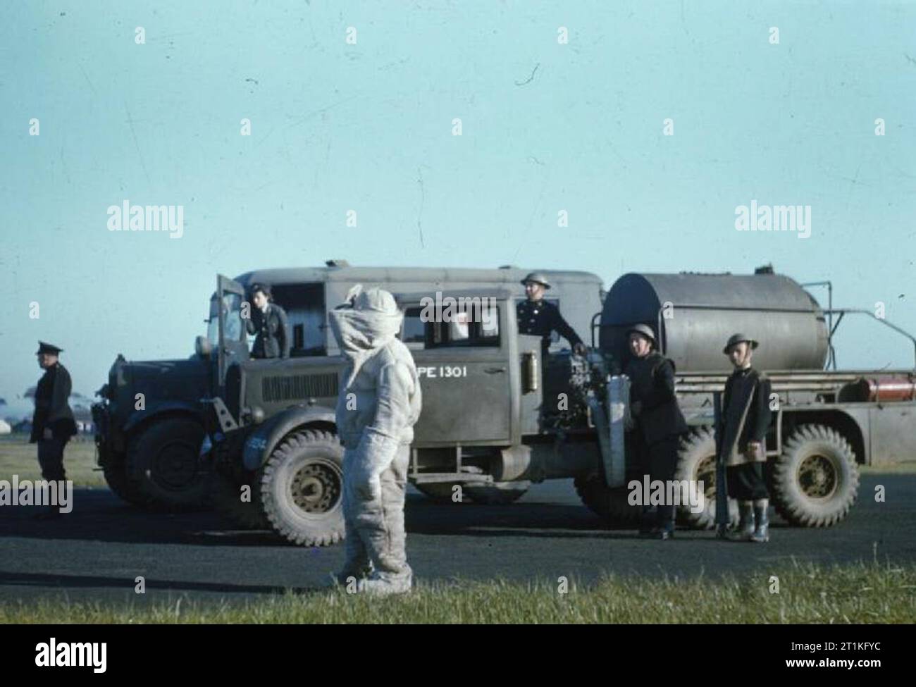 Prestwick Airfield, Scotland, 1944 A Royal Air Force anti-fire bowser ...