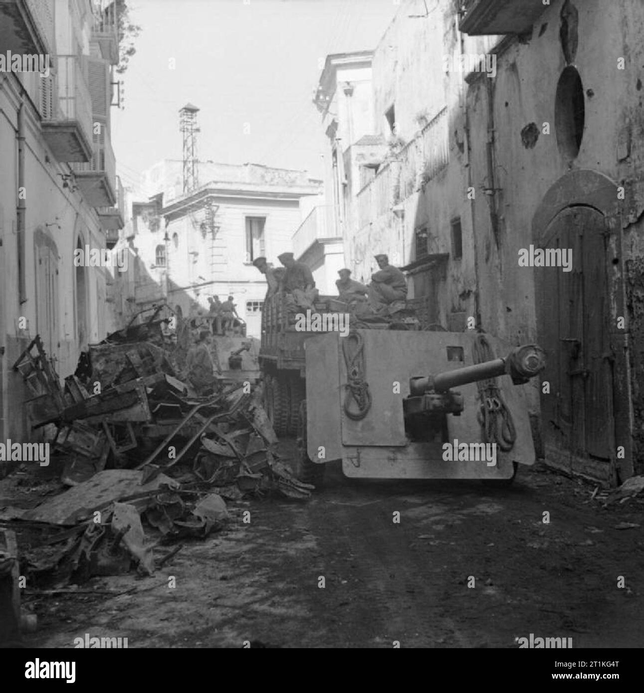 The British Army in Italy 1943 A 17-pdr anti-tank gun being towed ...