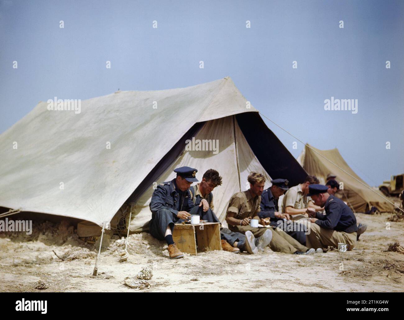 Spitfire pilots of No. 417 Squadron, Royal Canadian Air Force, having a ...