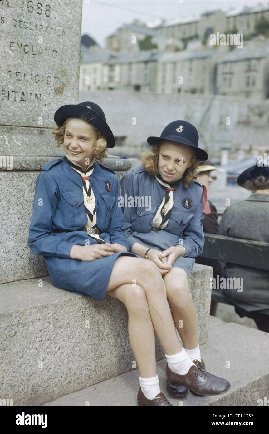 Scenes in the British Fishing Village of Brixham, Devon in 1944 Two ...