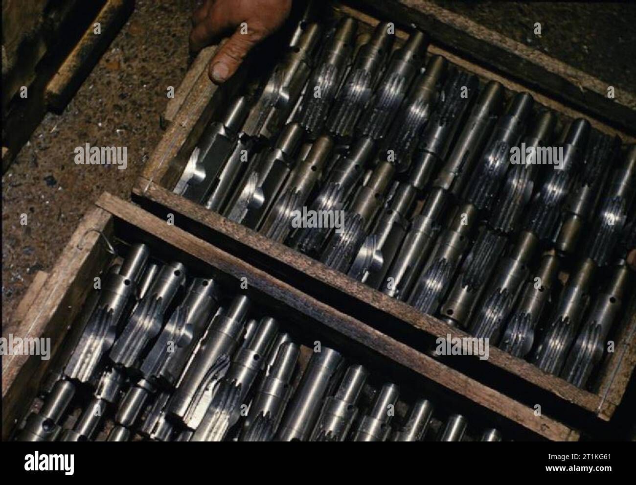 Sten Gun Production in Britain, 1943 A box of Sten gun bolts Stock ...
