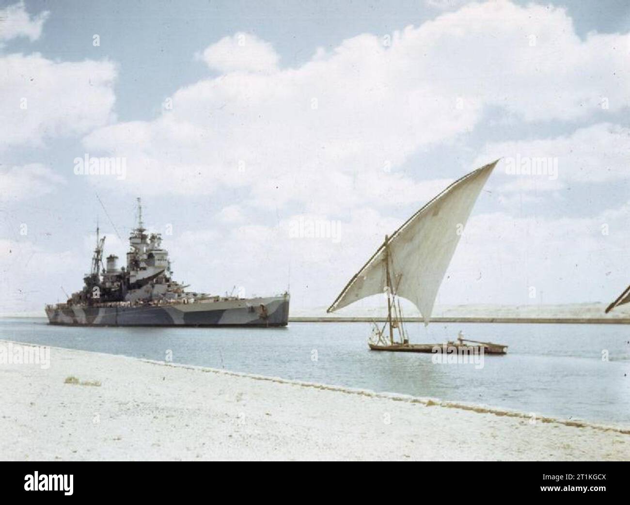 The British Battleship HMS Howe Passing Through the Suez Canal, 14 July ...