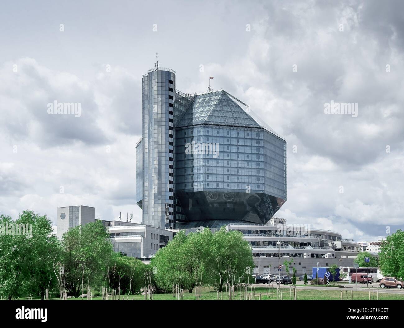 Minsk Belarus July 08 2023 National Library, glass diamond-shaped ...