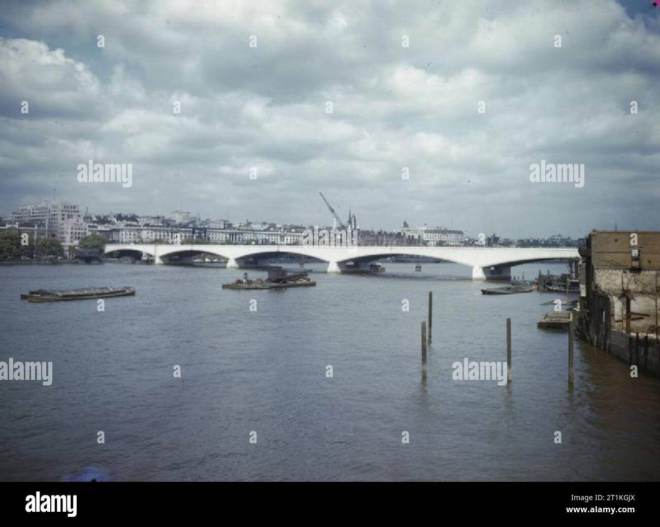 The Home Front in Britain, 1944 View of Waterloo Bridge, London Stock ...