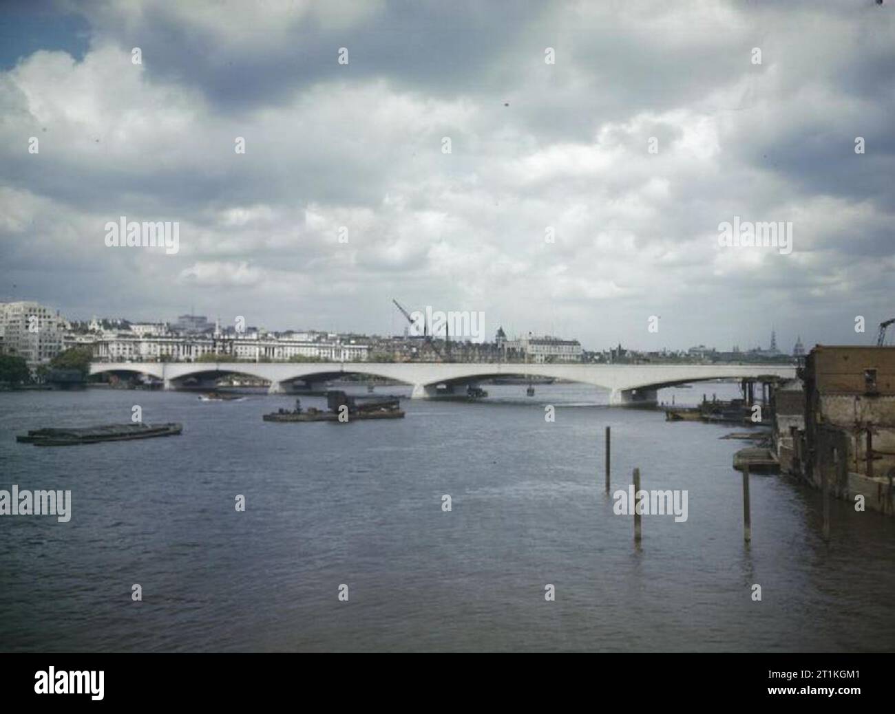 The Home Front in Britain, 1944 View of Waterloo Bridge, London Stock ...
