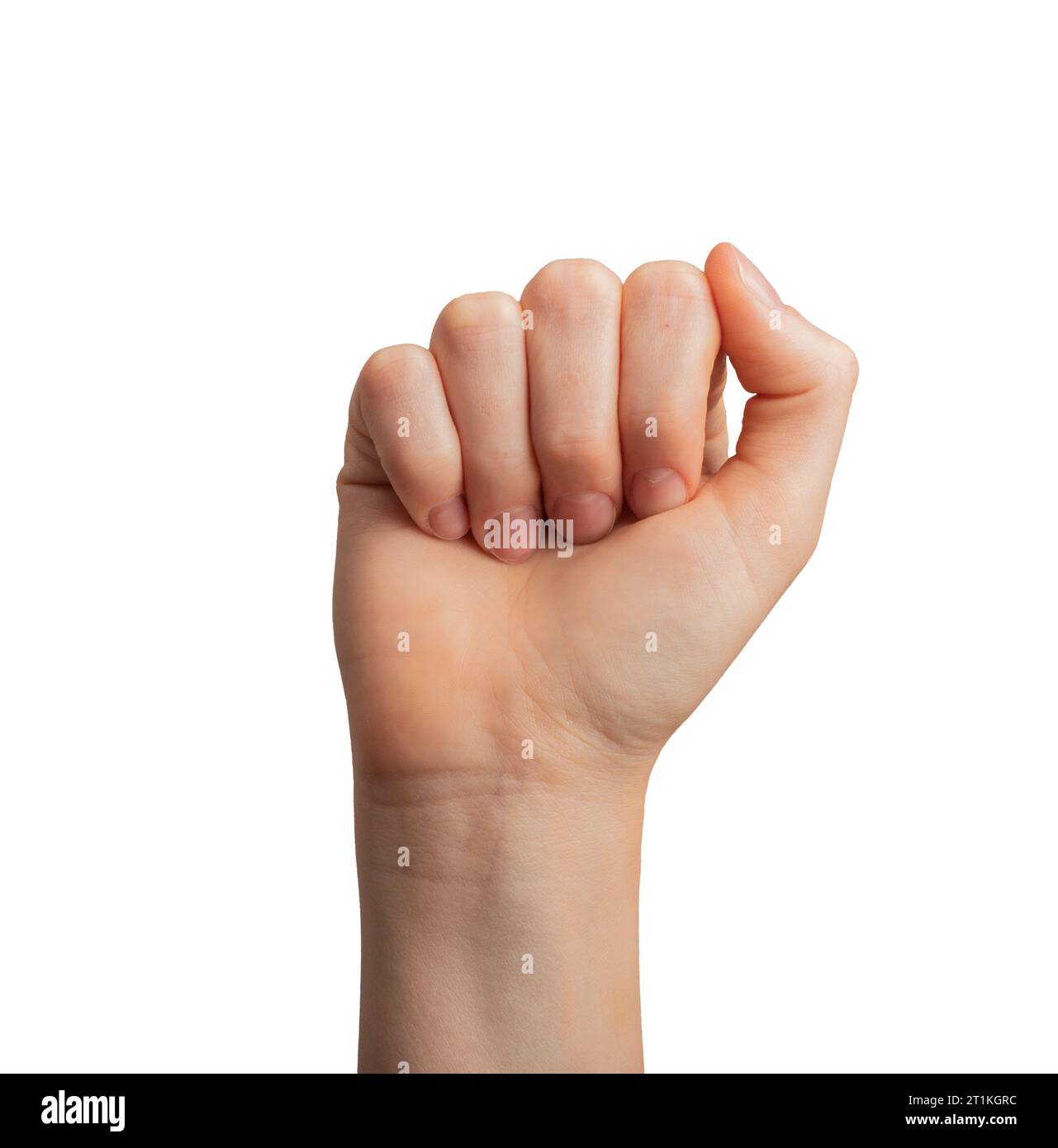 Fist raised up. Women clenched hand isolated on white background Stock ...