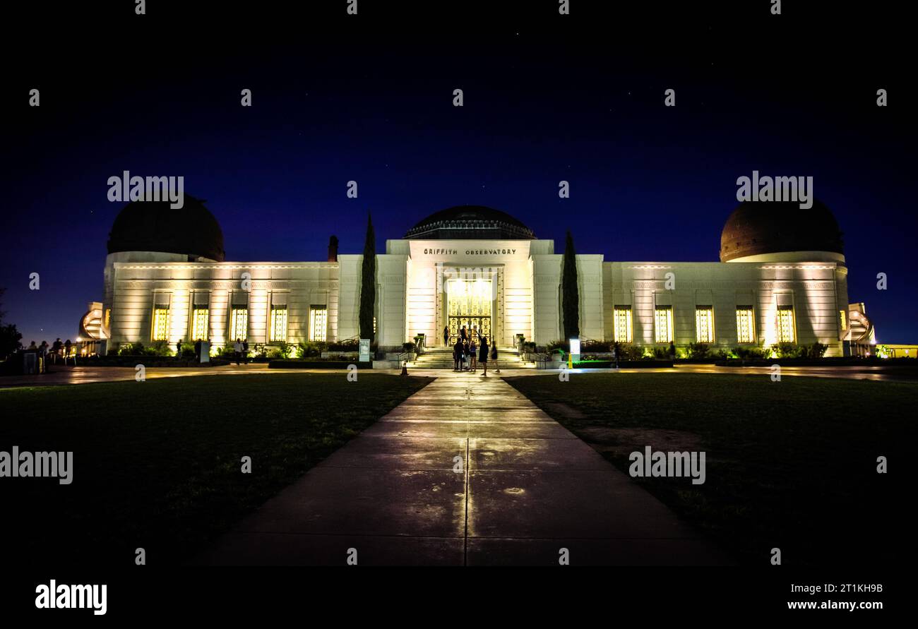 Front View of the Griffith Observatory at Night - Los Angeles ...