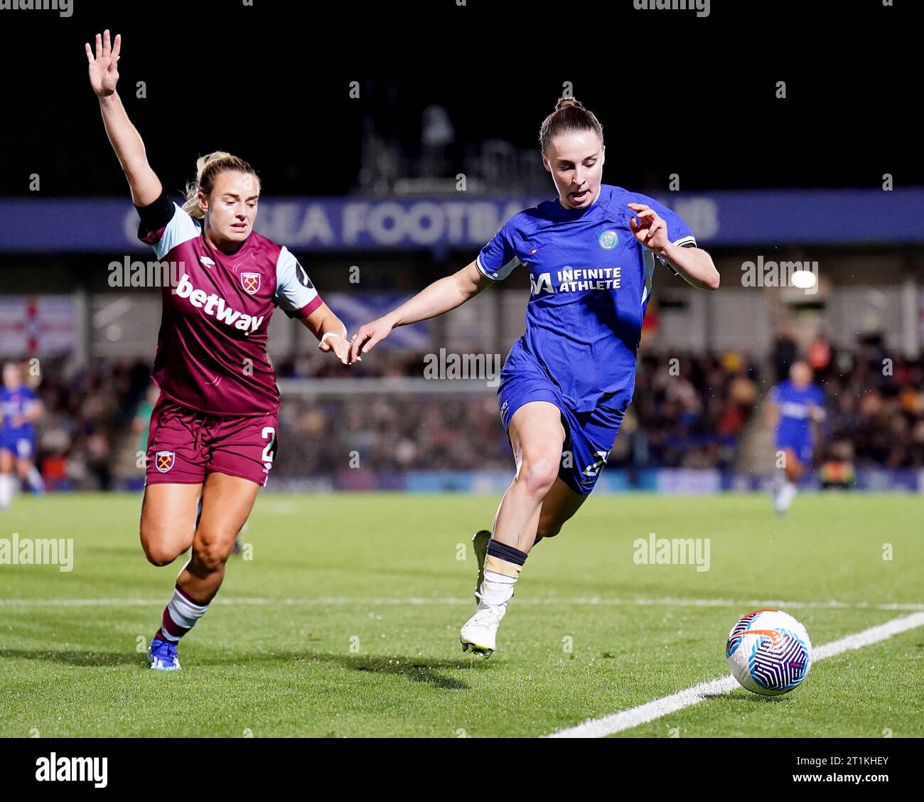 Chelsea’s Niamh Charles and West Ham United's Kirsty Smith during the ...