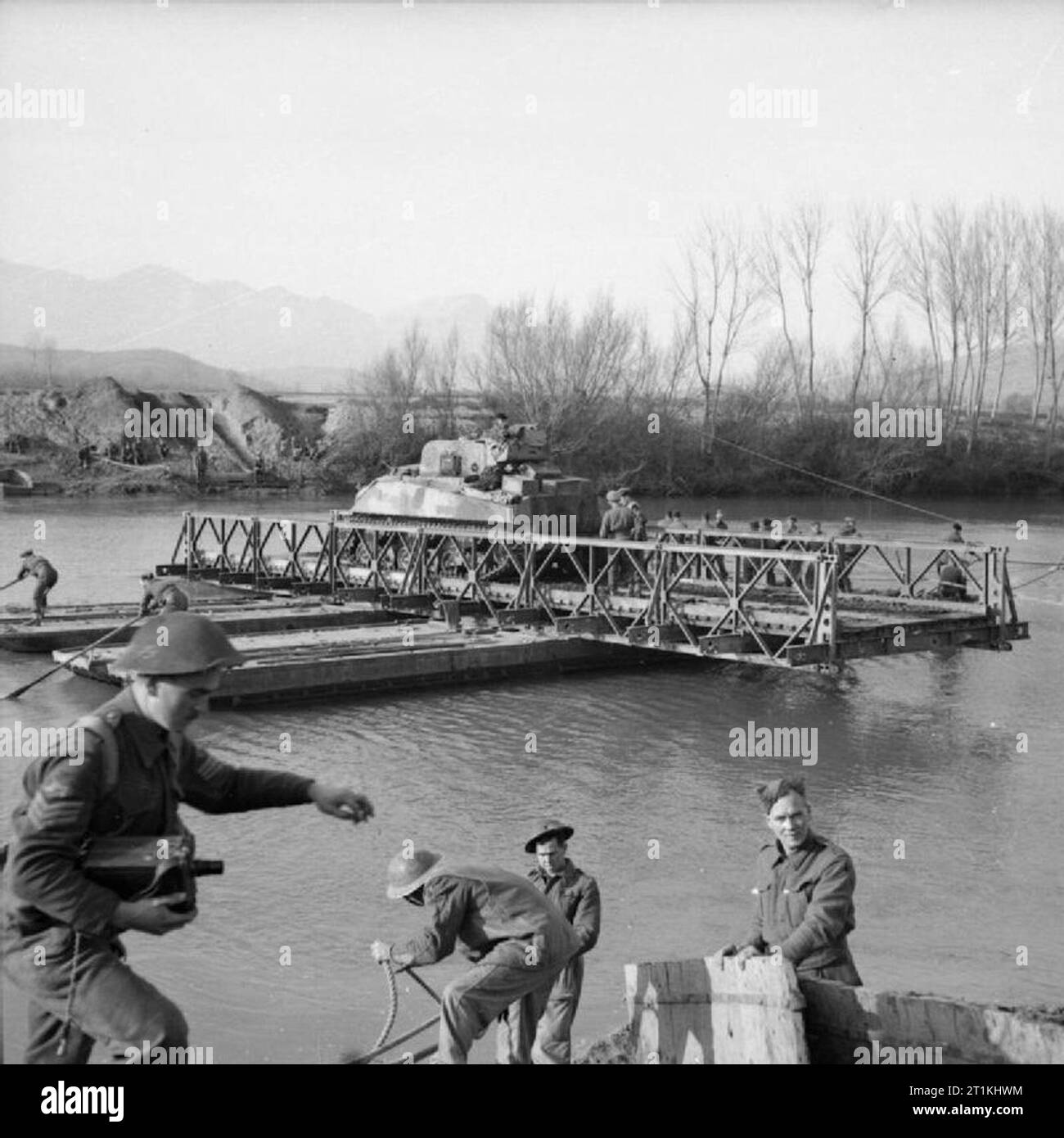 The British Army in Italy 1944 A Sherman tank crosses the River ...