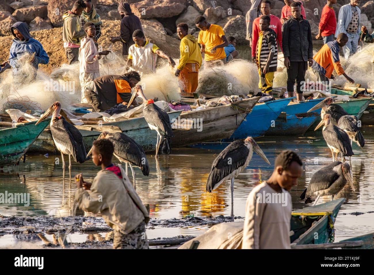 Fishermen tending their nets in the Great Rift Valley Stock Photo - Alamy