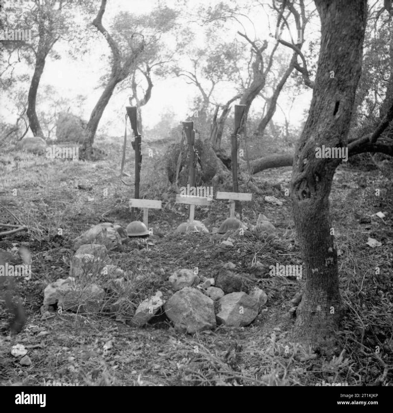 The British Army in Italy 1944 The graves of three British soldiers ...