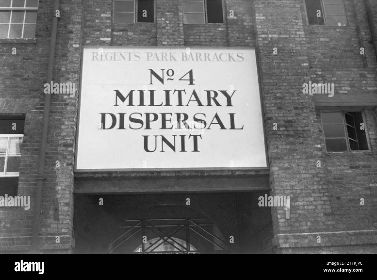 Demobilisation of British Army Personnel in 1945 Sign over the main ...