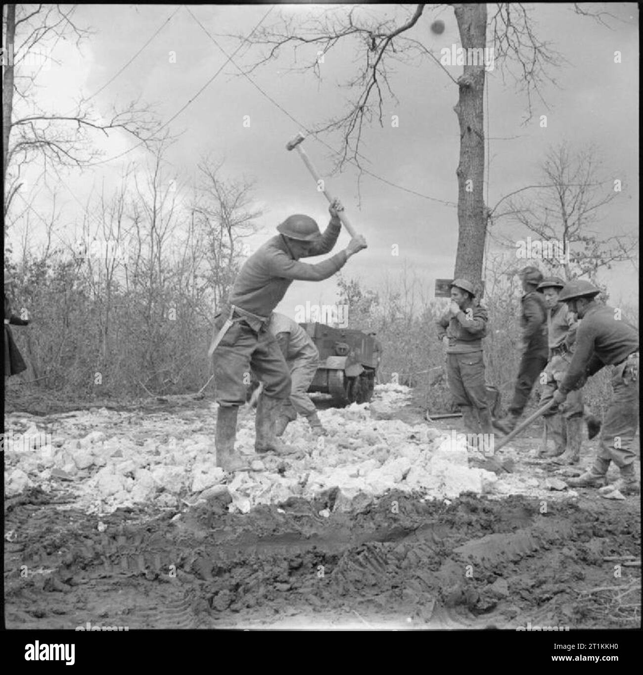 The British Army in Italy 1944 Royal Engineers building a road in the ...