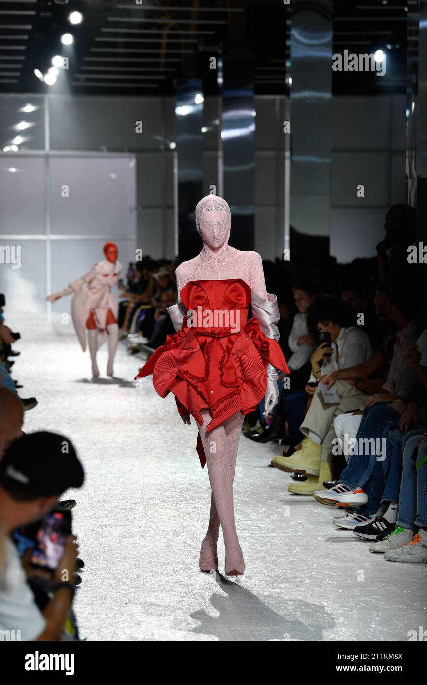 A model walks the runway during the Fashion show by designer Tiago ...