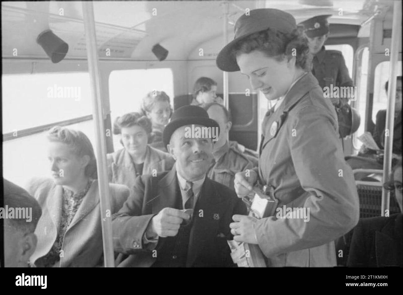 London Buses in Wartime, England, 1941 London bus conductor Rita ...