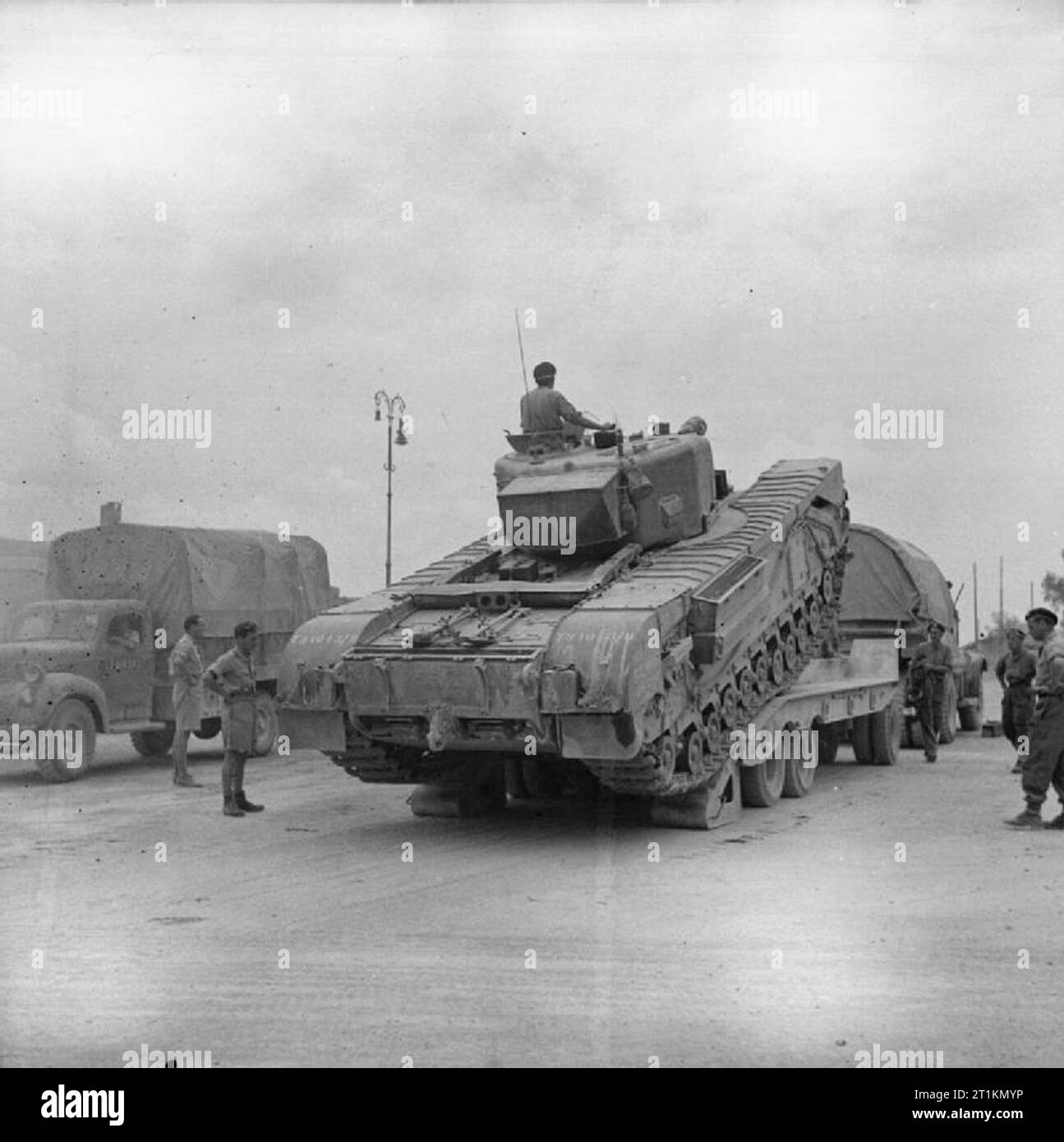 The British Army in Italy 1944 A new Churchill tank being unloaded from ...