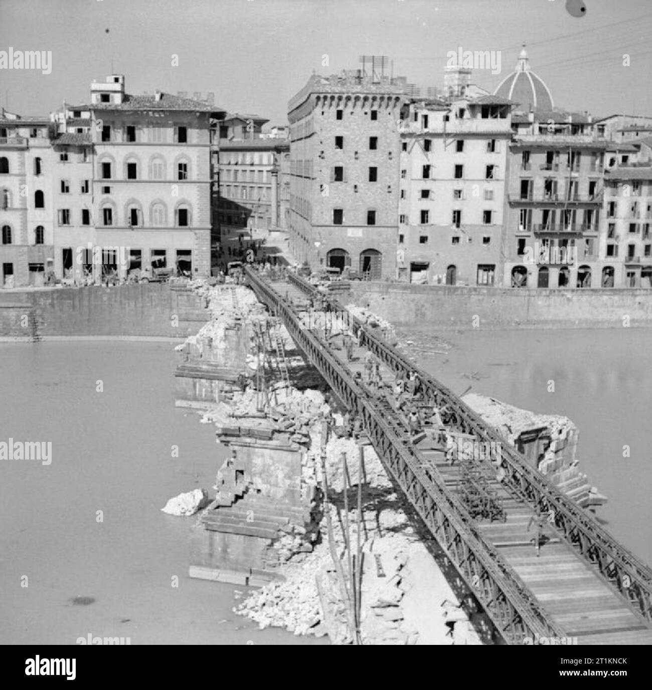 The British Army in Italy 1944 Bailey bridge over the River Arno in ...