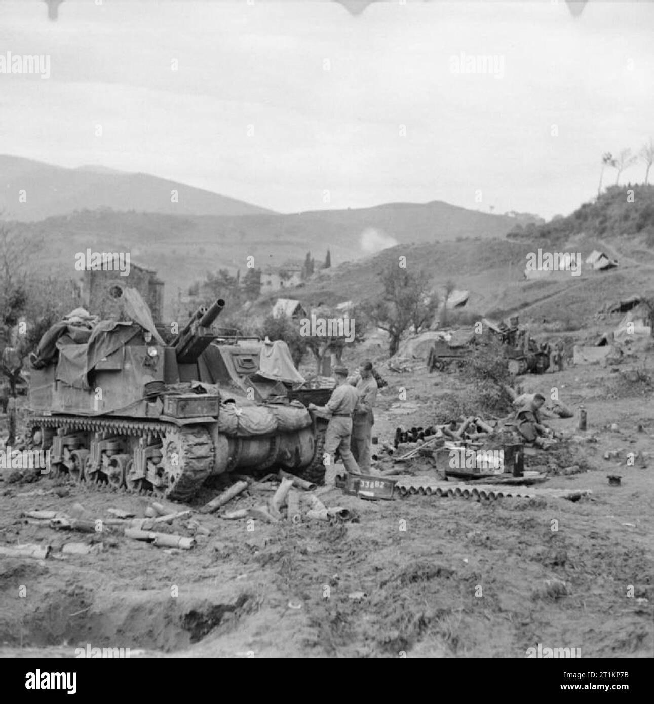 The British Army in Italy 1944 Priest 105mm self-propelled guns of 78th ...
