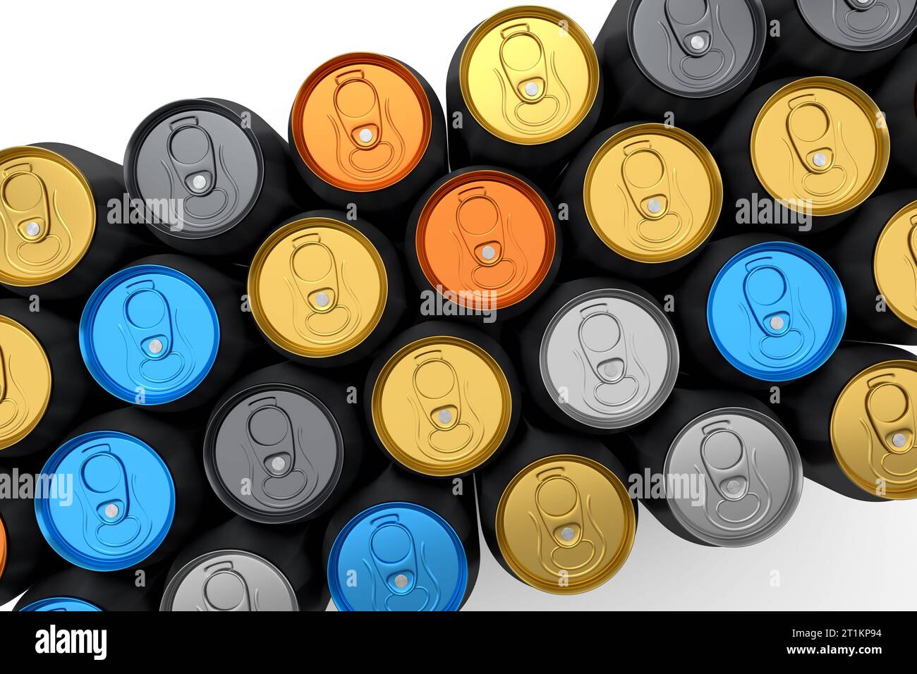 Group of aluminum beer or soda cans on white background. 3D render ...