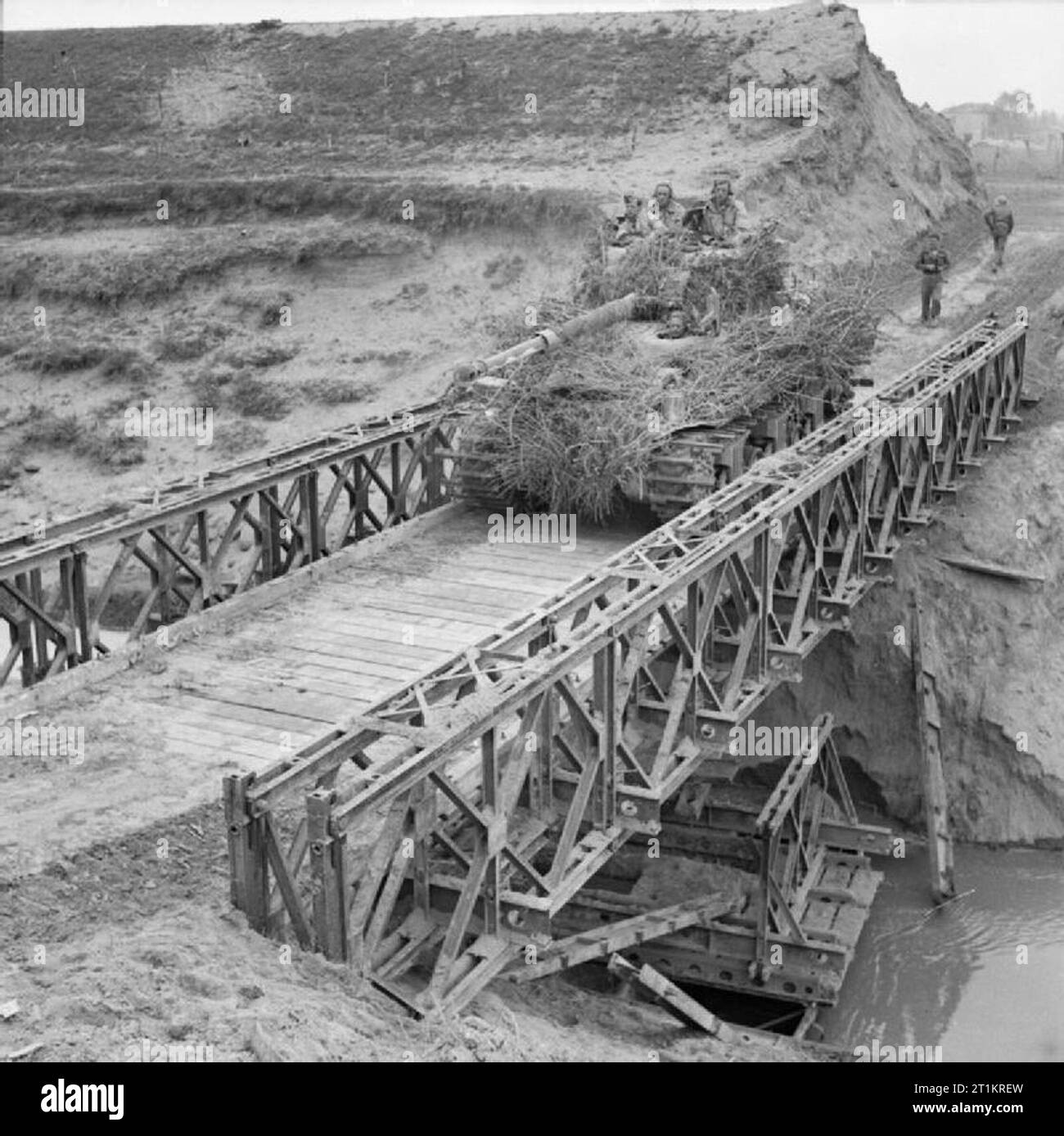 The British Army in Italy 1945 A heavily camouflaged Sherman tank ...