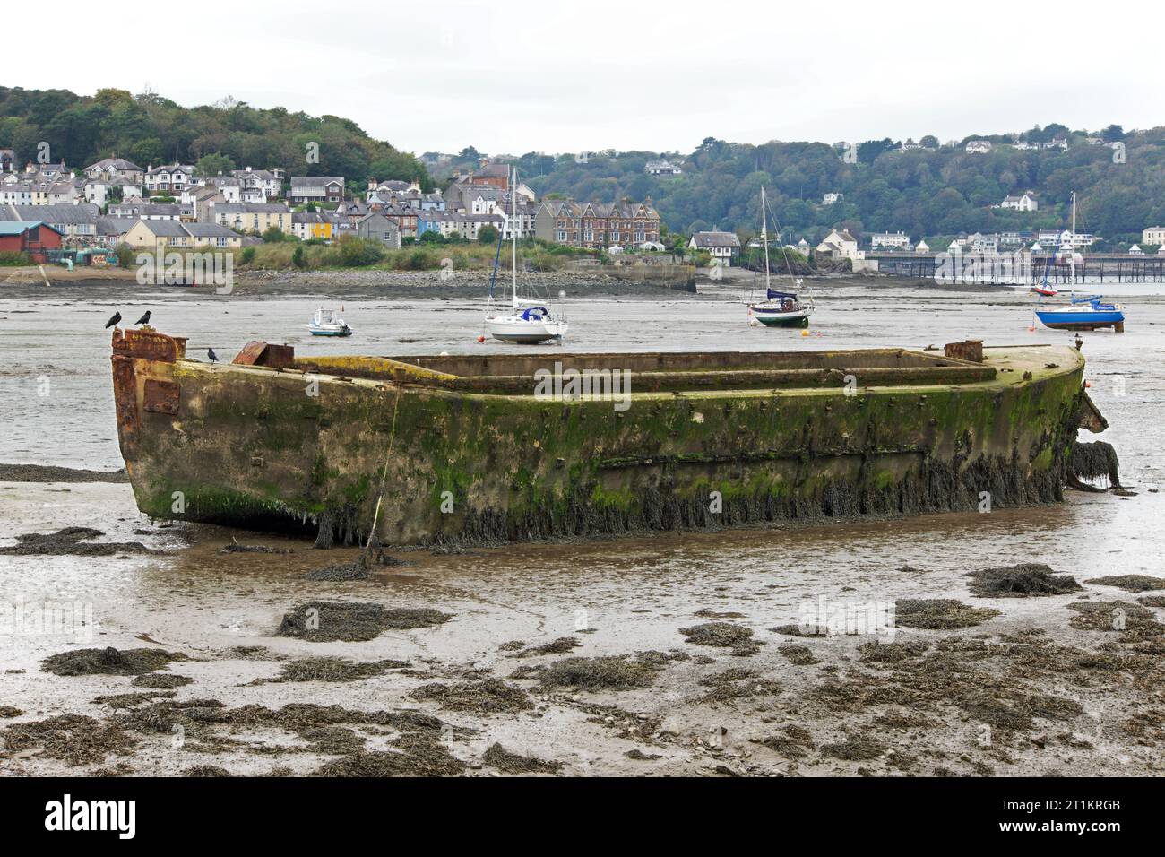 The old barge at Porth Penrhyn in Bangor, North Wales, is a wartime ...