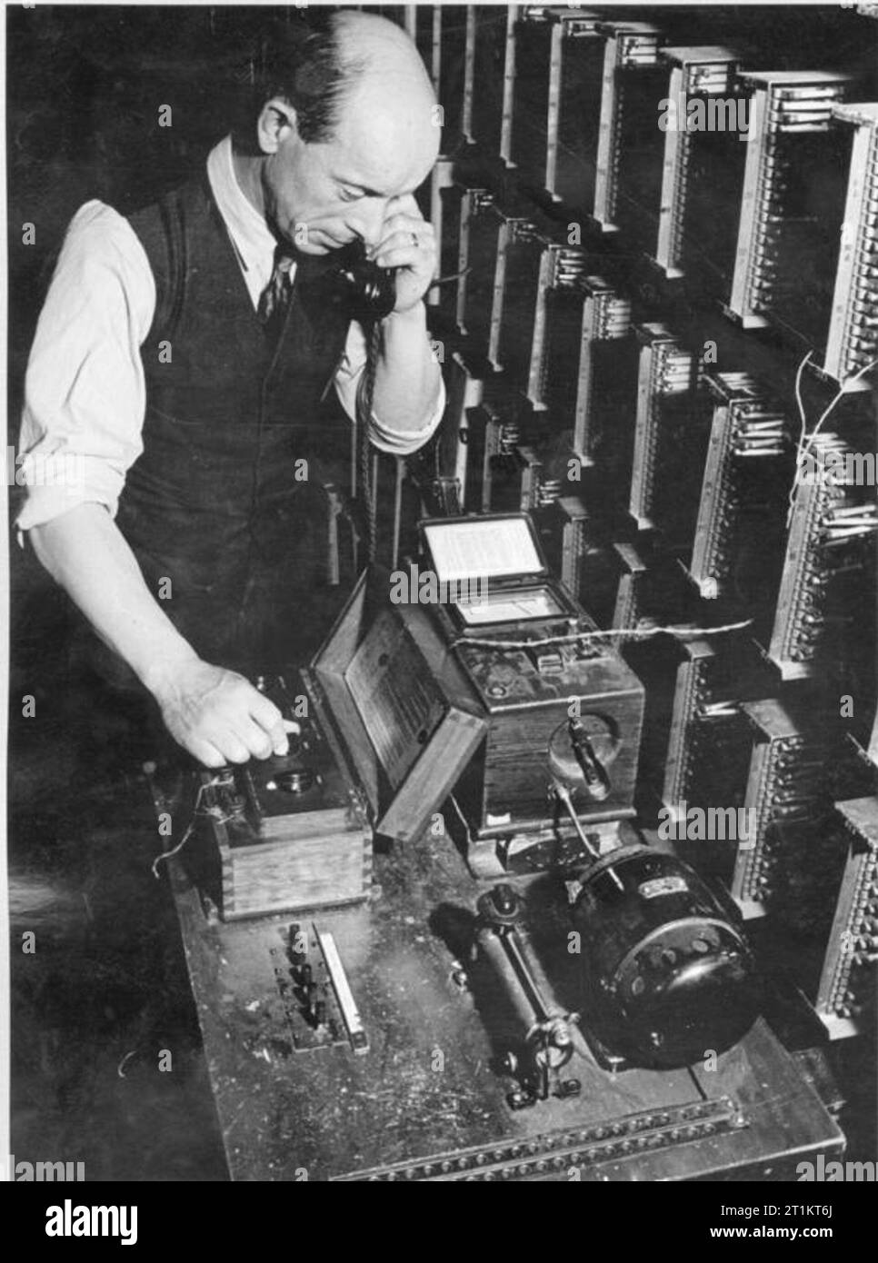 Telephone parts work Black and White Stock Photos & Images - Alamy