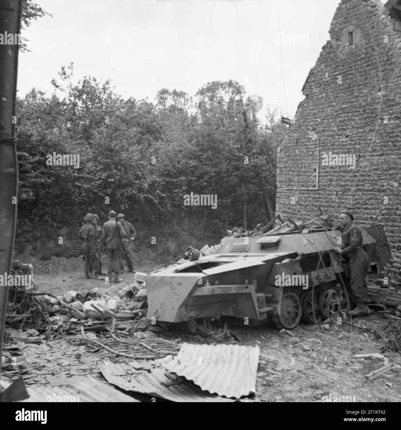 The British Army in Normandy 1944 A wrecked German SdKfz 250 half-track ...