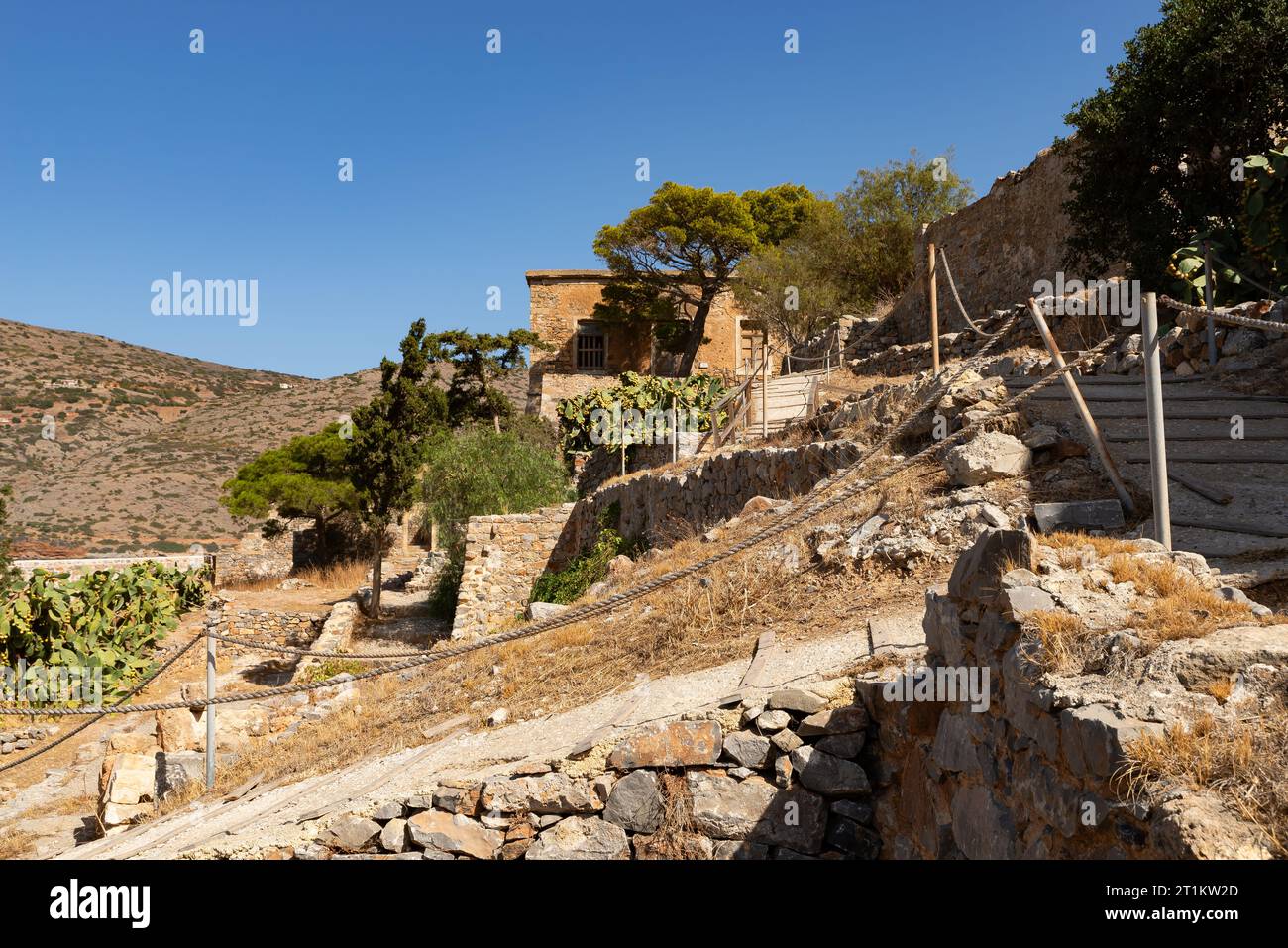 Exterior of the leper colony hospital on Spinalonga, Crete, Greece ...