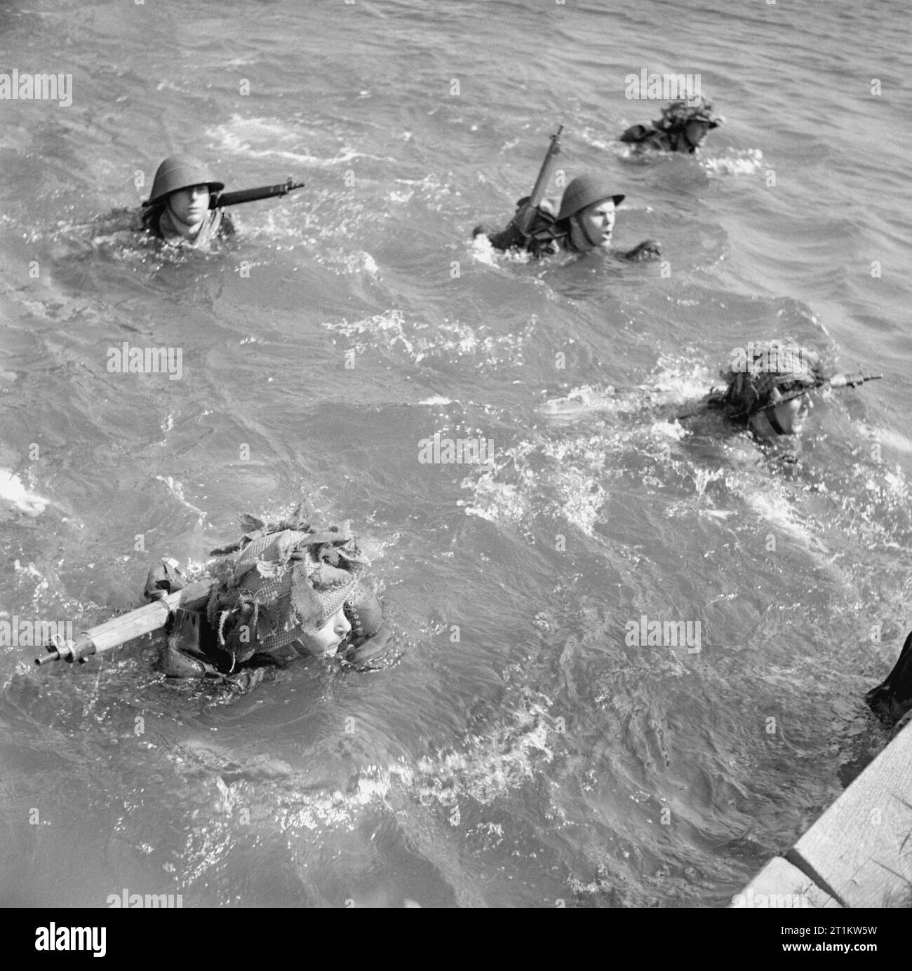 Allied Preparations For D-day British troops learning to swim across a ...