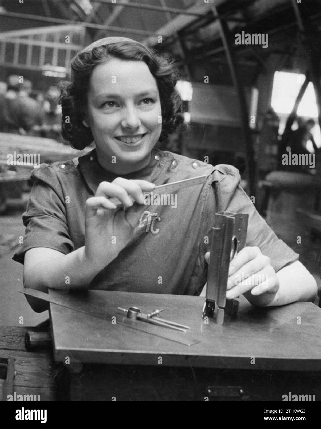 Women's Factory War work at Slough Training Centre, England, UK, 1941 ...