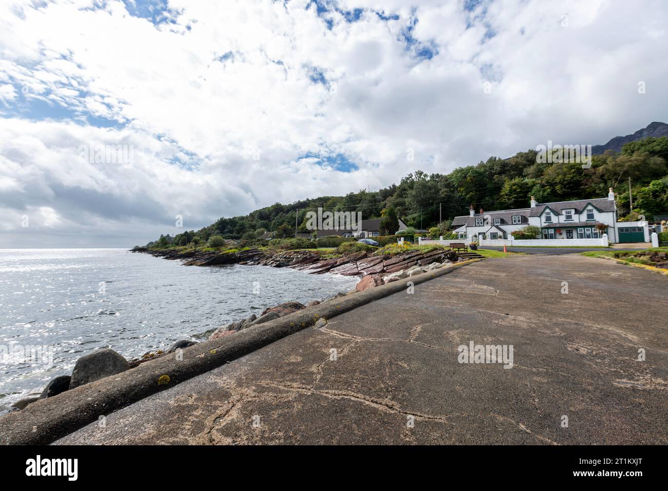 Pier in Corrie, Isle Of Arran, Firth of Clyde, Scotland, UK Stock Photo ...