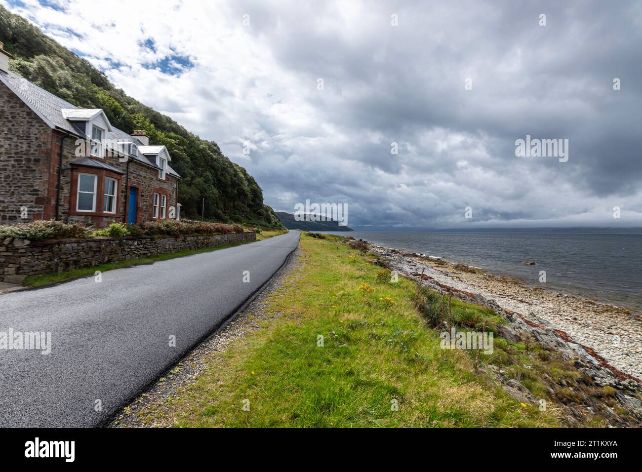 Cottage along A841 near Lochranza, Isle Of Arran, Firth of Clyde ...