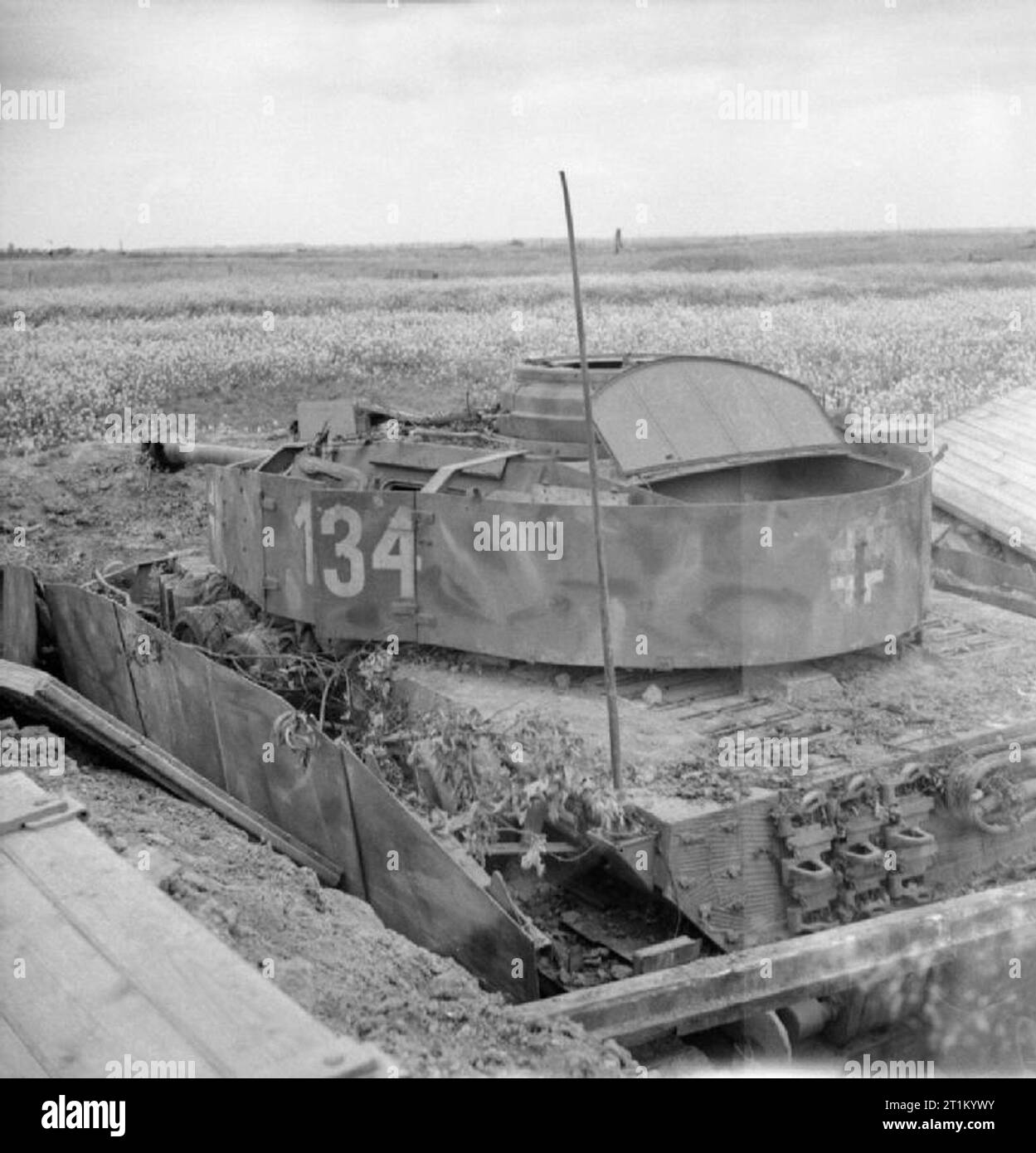 The British Army in Normandy 1944 A knocked-out German PzKpfw IV tank ...