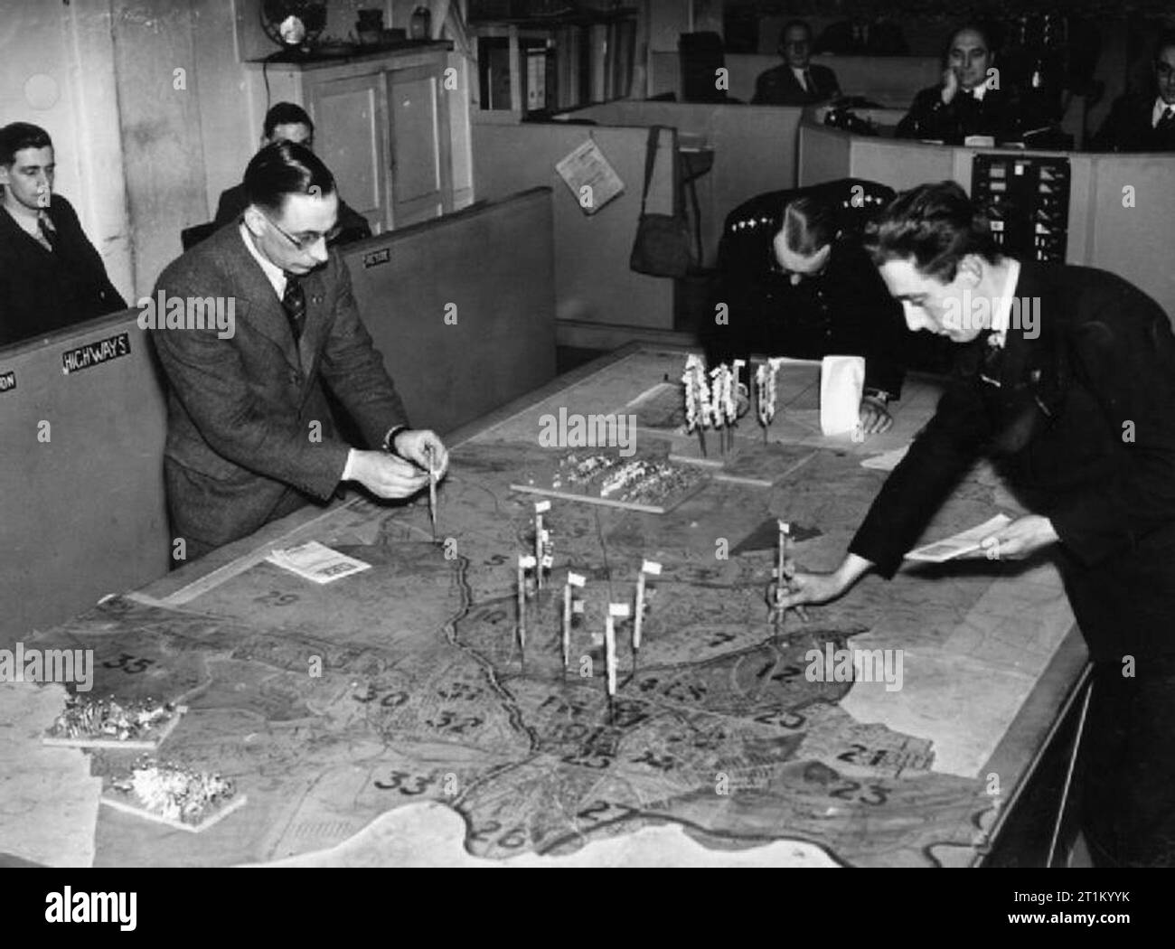 Air Raid Precautions, 1940 The plotting room at Nottingham Regional Air ...