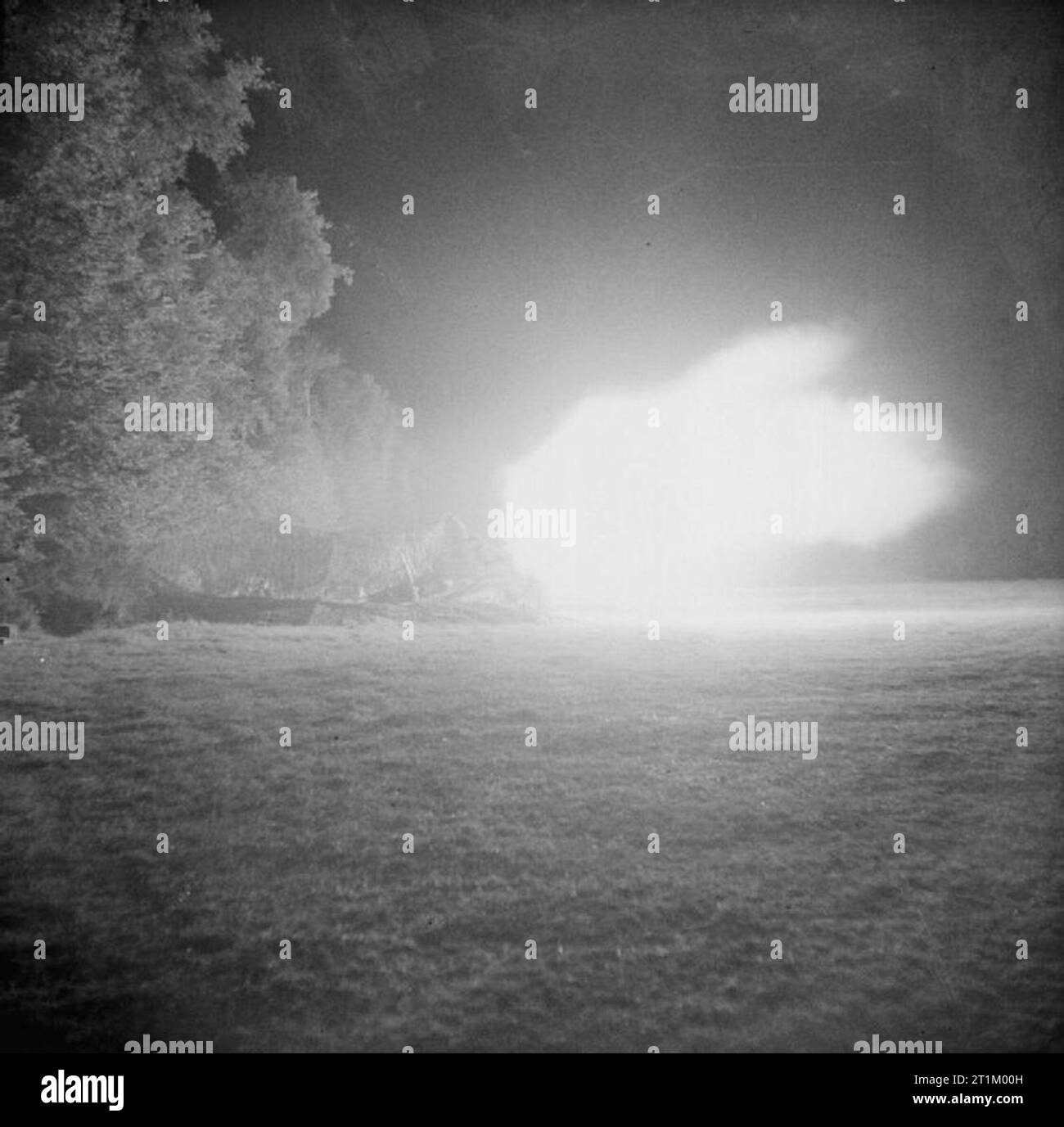 The British Army in Normandy 1944 5.5-inch medium guns firing at night ...