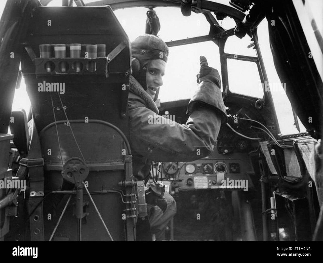 RAF Bomber Command 1940 The pilot of a Whitley bomber gives the 'thumbs ...
