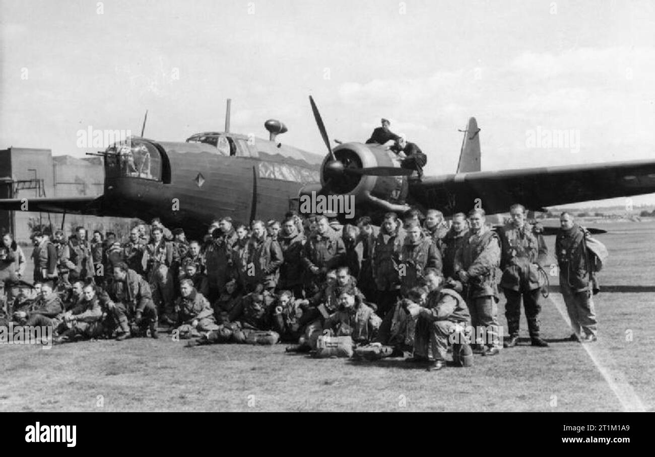 RAF Bomber Command 1940 Wellington bomber crews photographed at a press ...