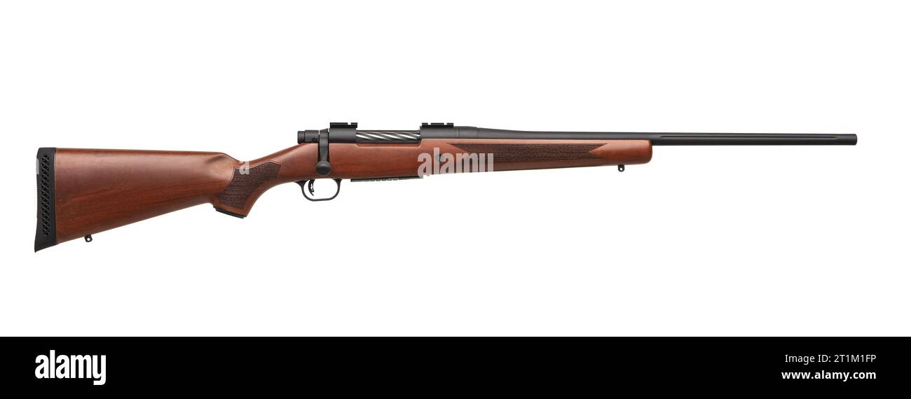 A modern bolt-action carbine with a wooden stock. Weapons for sport ...