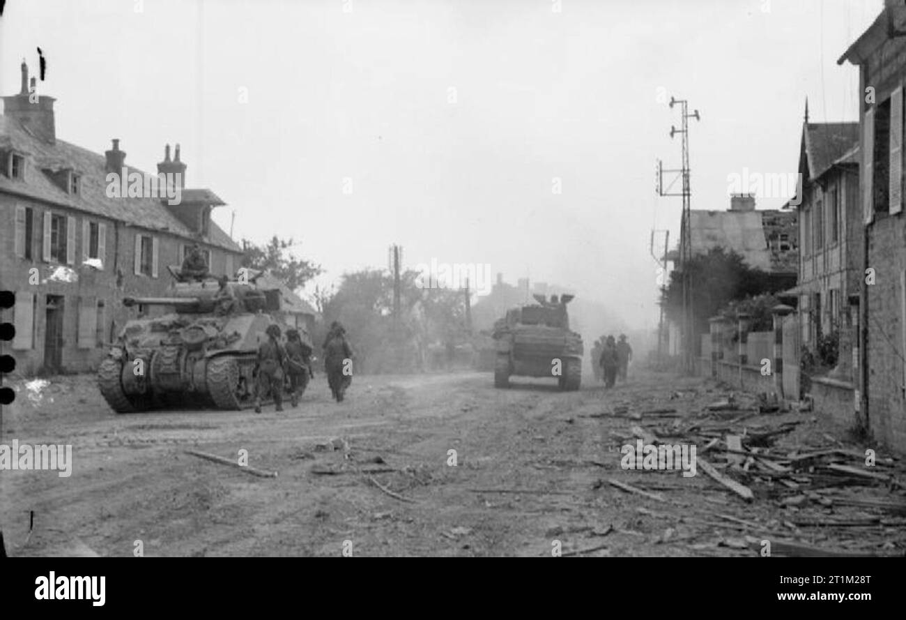 The British Army in Normandy 1944 Sherman tanks in St Martin-des ...