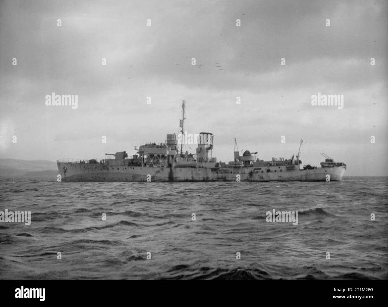 British Flower class corvette HMS Orchis (K76) underway in the River ...