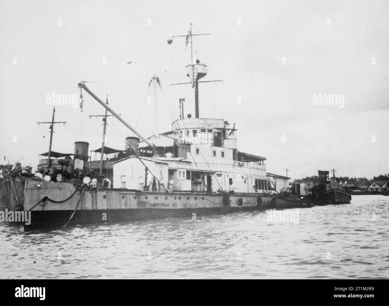 British Insect class gunboat HMS Tarantula moored at Trincomalee as a ...