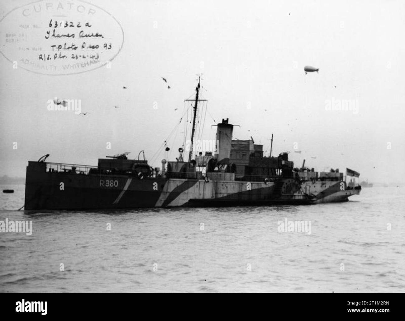 British paddle steamer, auxiliary minesweeper HMS Thames Queen Stock ...
