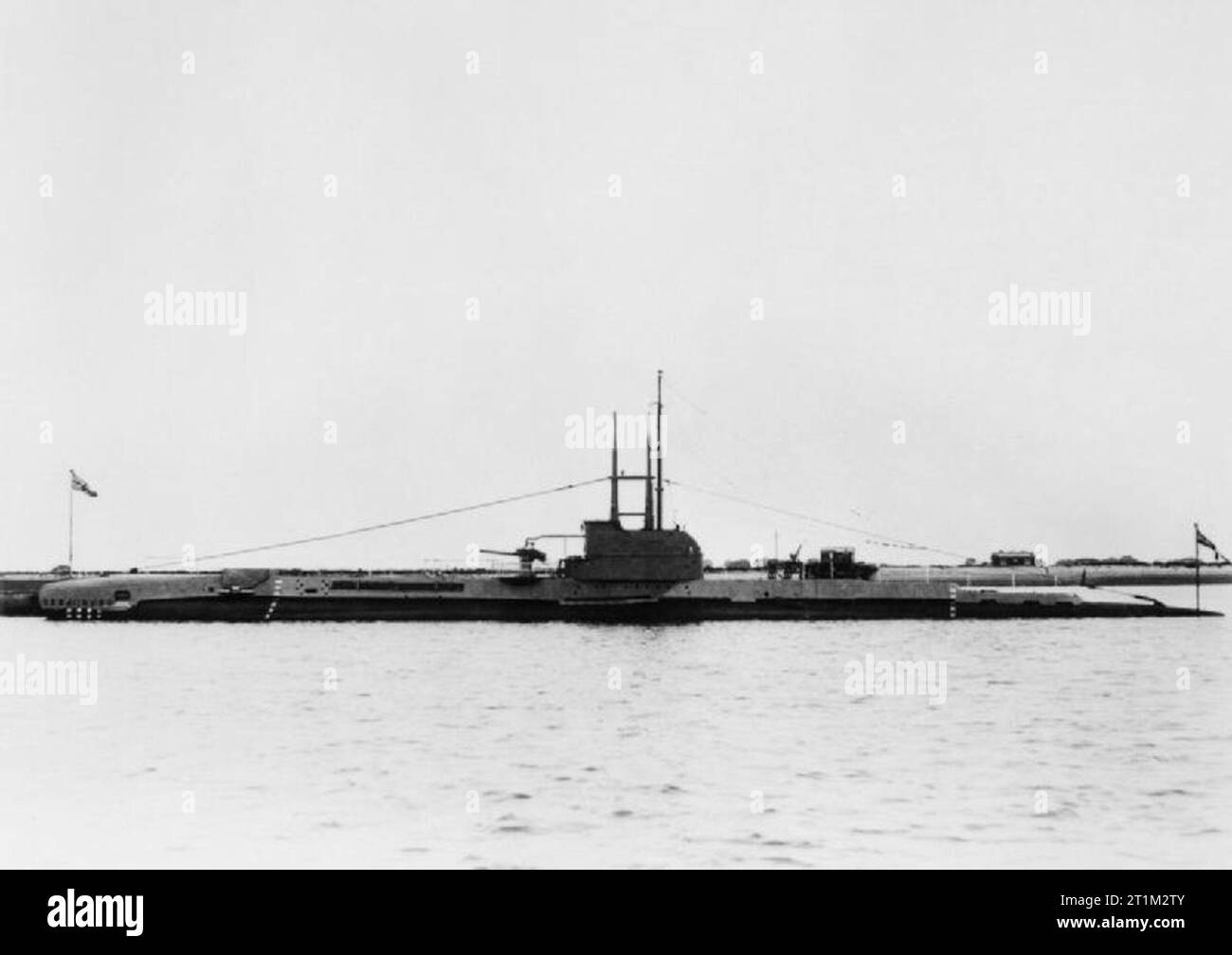 HM Submarine SUNFISH, 1938. Secured to a buoy in the Medway Stock Photo ...