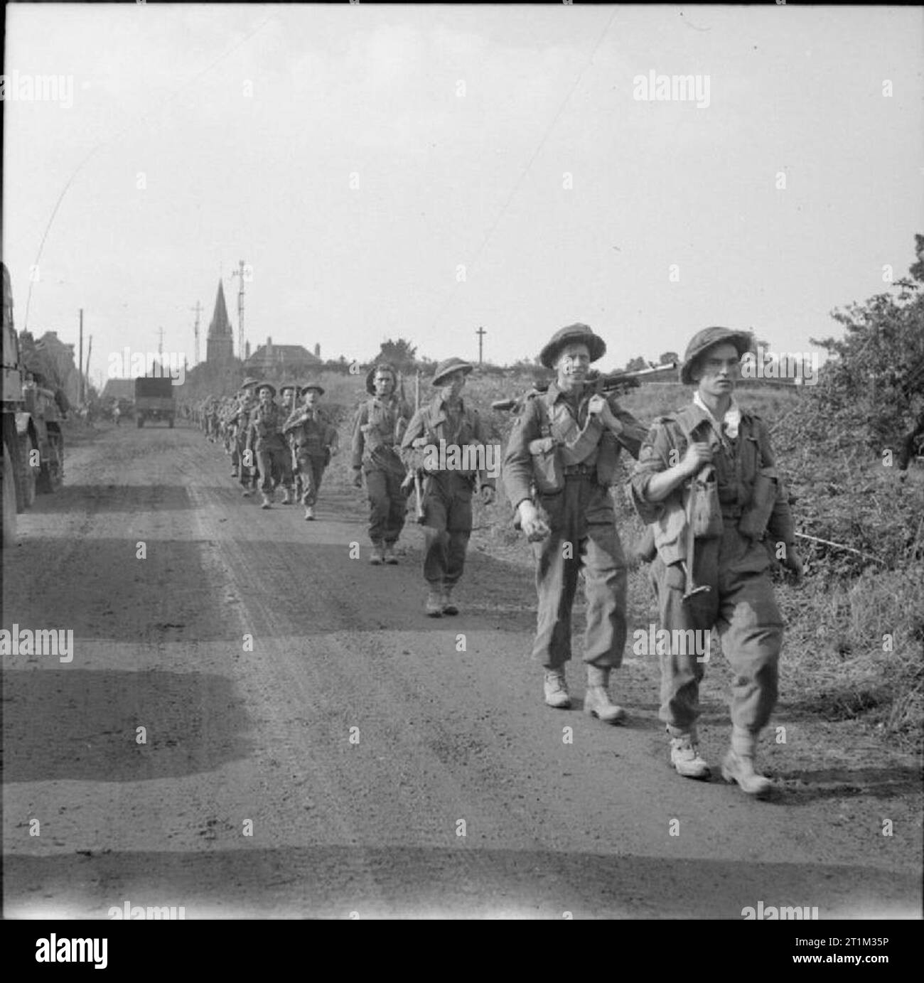 The British Army in Normandy 1944 Infantry of the Royal Scots march ...