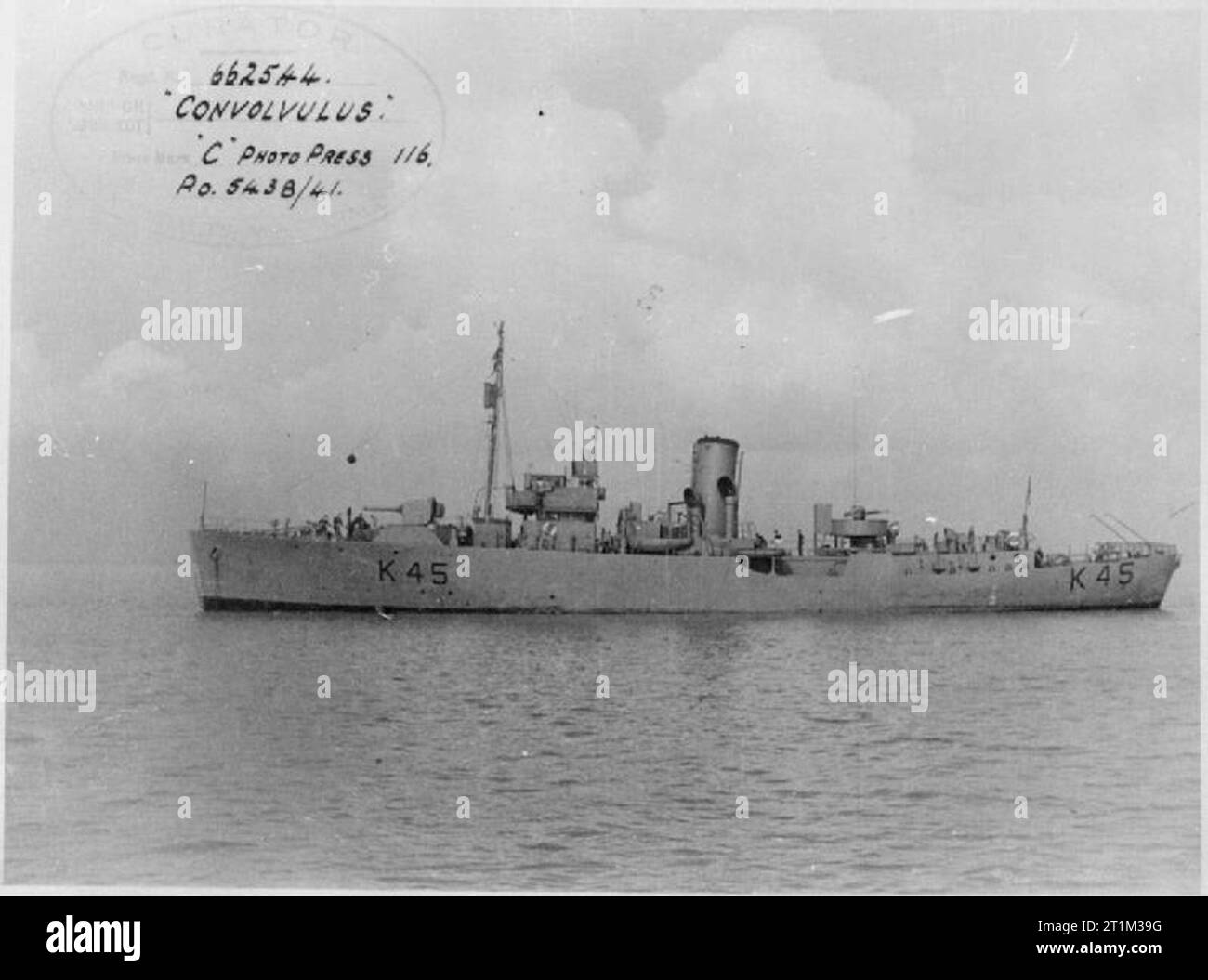 An image of the Flower-class Corvette HMS Convolvulus (K45), just after ...