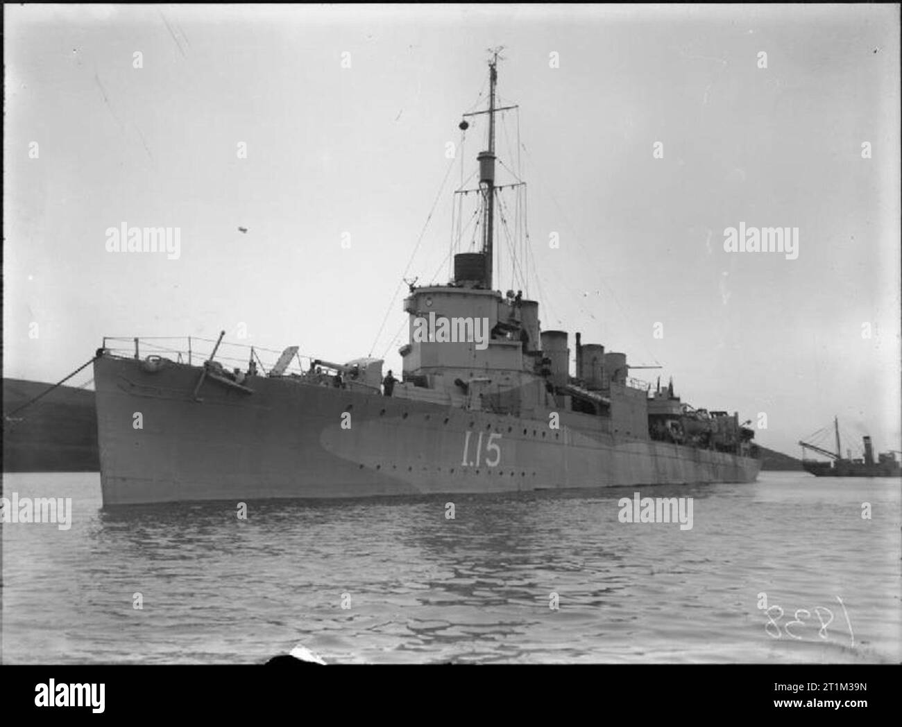 HMS Cornwall At anchor Stock Photo - Alamy