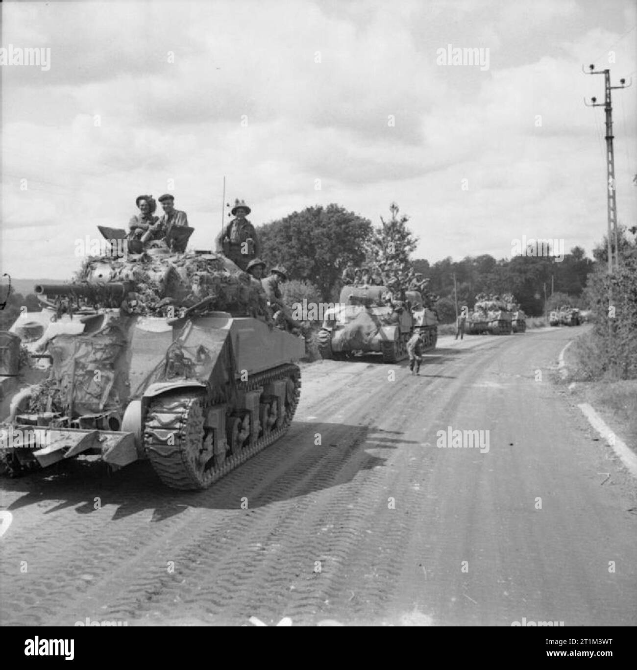 The British Army in Normandy 1944 Sherman tanks advance near Flers, 17 ...