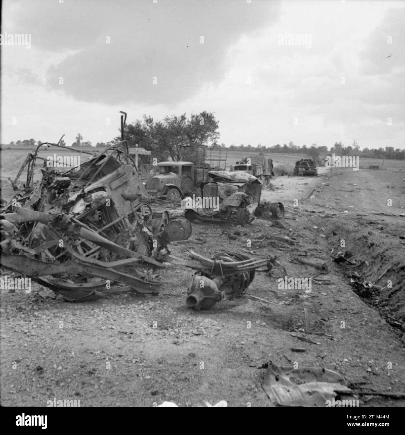 The British Army in Normandy 1944 Wrecked German transport and knocked ...